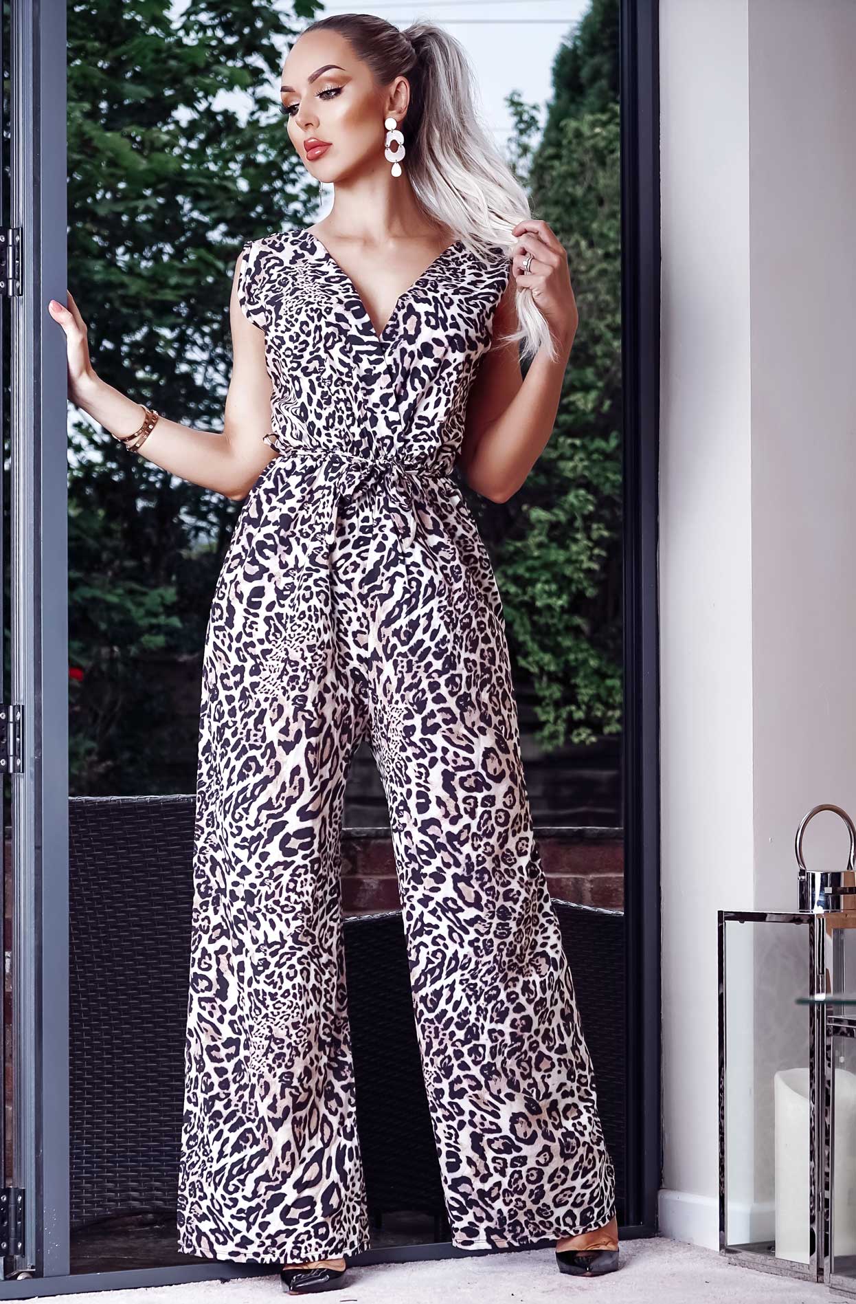 Flared Wide Leg Animal Print Jumpsuit (Design Fits S/M/ L – ImageDiva